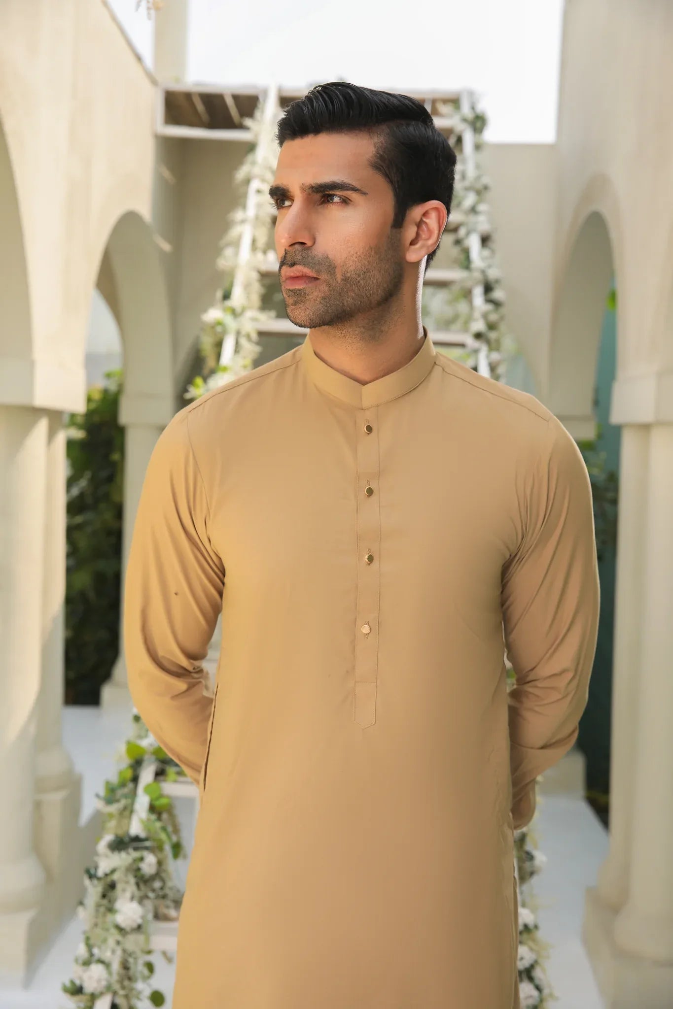 Light Brown Shalwar Kameez for Men - Wash and Wear Fabric – Muraqsh